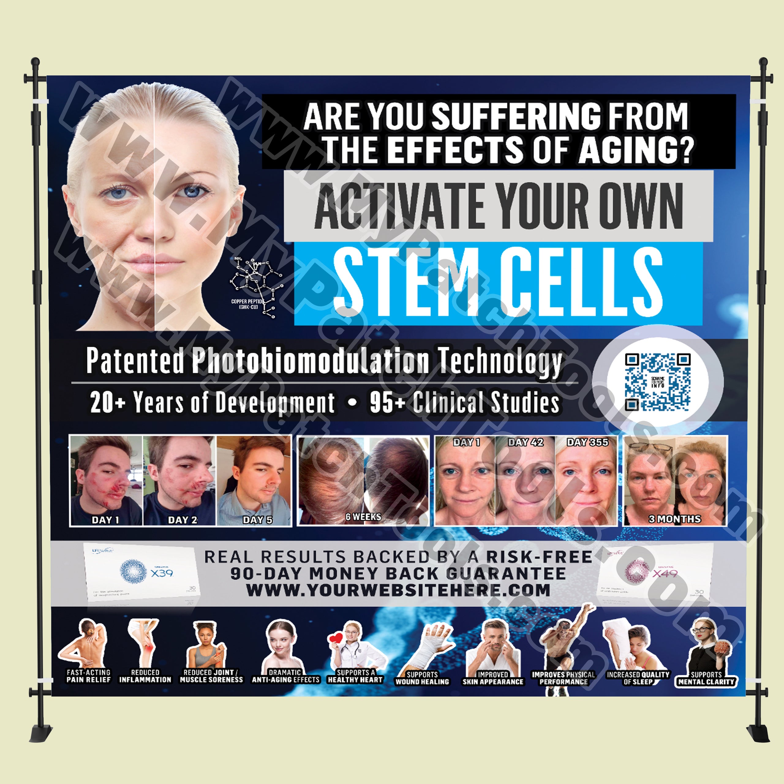 Activate Your Stem Cells (7.9FT x 8FT Backdrop) Stand Included - ENGLISH (+ QR Code!) | IMPRIMADE